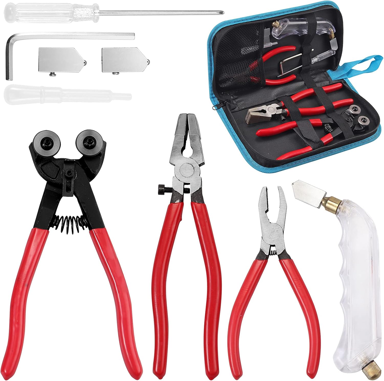 Glasschneider Set mit öl Kamtop 10tlg. Glasschneider Werkzeug Set mit Mosaikschneidezange ...