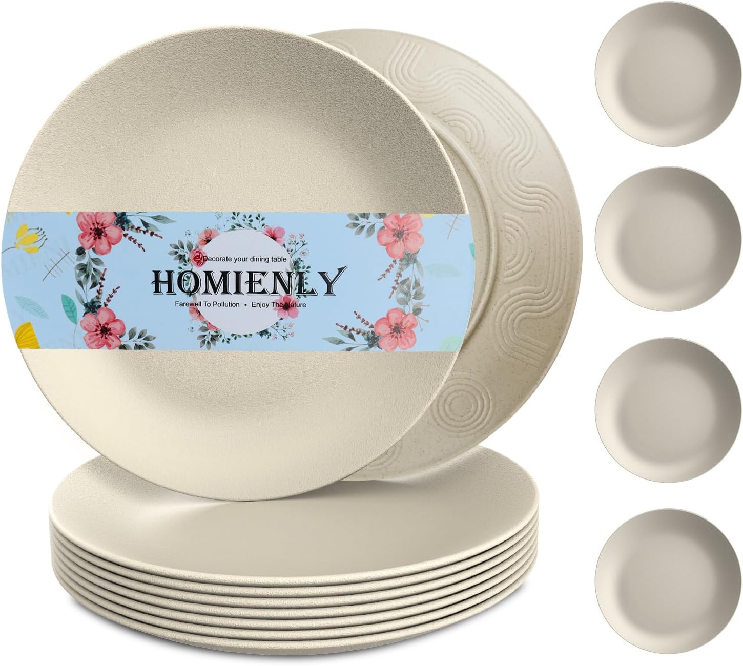 Amazon.com | Flat Dinner Plates Set of 8 Alternative for Plastic Plates ...