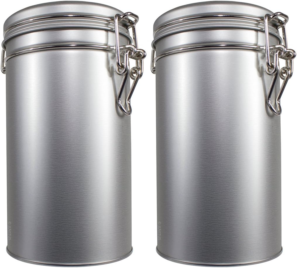 Amazon.com: JUVITUS Tall Round Metal Tea Tin Canister with Tight Seal ...
