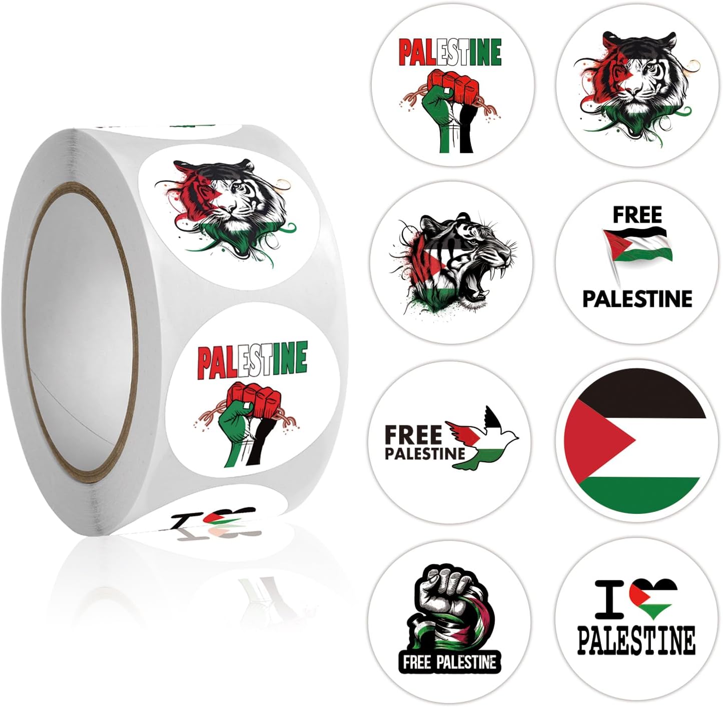 Amazon.com: 500Pcs Free Palestine Stickers Roll - 8 Freedom Stand with ...