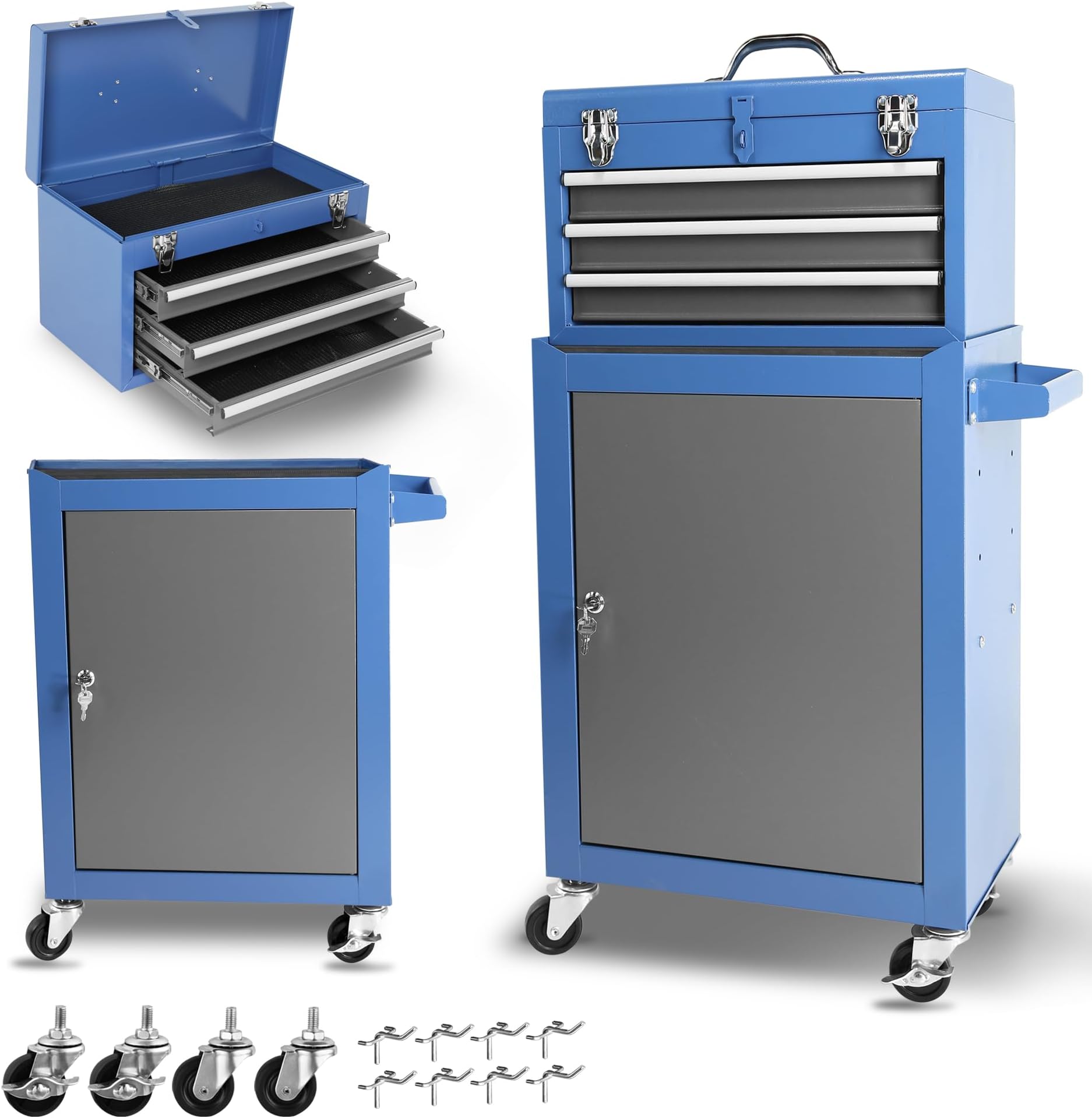 Amazon.com: Blue Large Rolling Tool Chest with Drawers,3 Drawers Tool ...