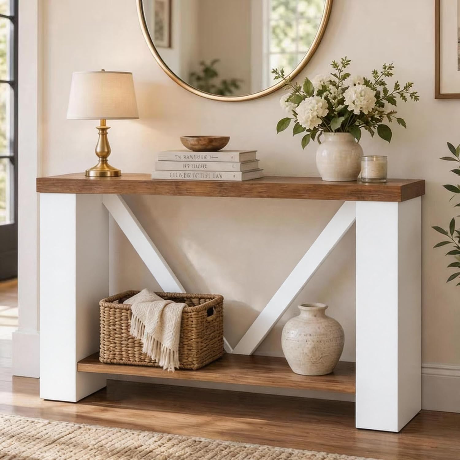 Amazon.com: HOMBAZAAR Entryway Table,2-Tier Console Table for Entryway ...
