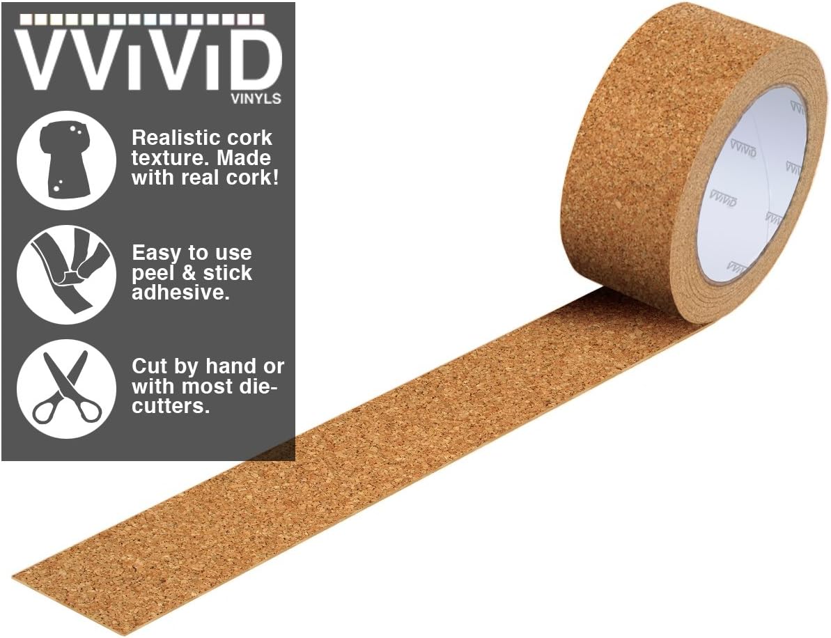 VViViD Natural Cork Adhesive Vinyl Tape Roll (4 Inch x 20ft) : Amazon ...