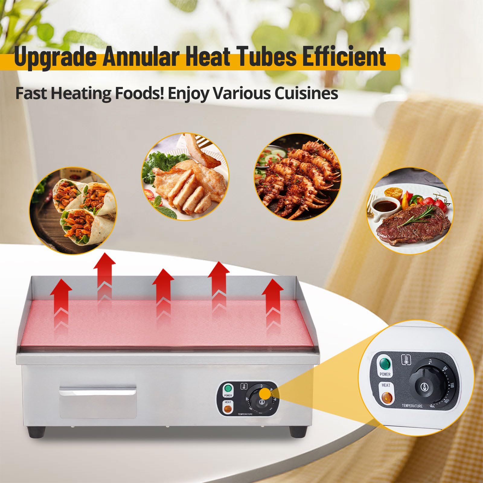 Snapklik.com : Towallmark 1600W 22" Electric Countertop Flat Top ...