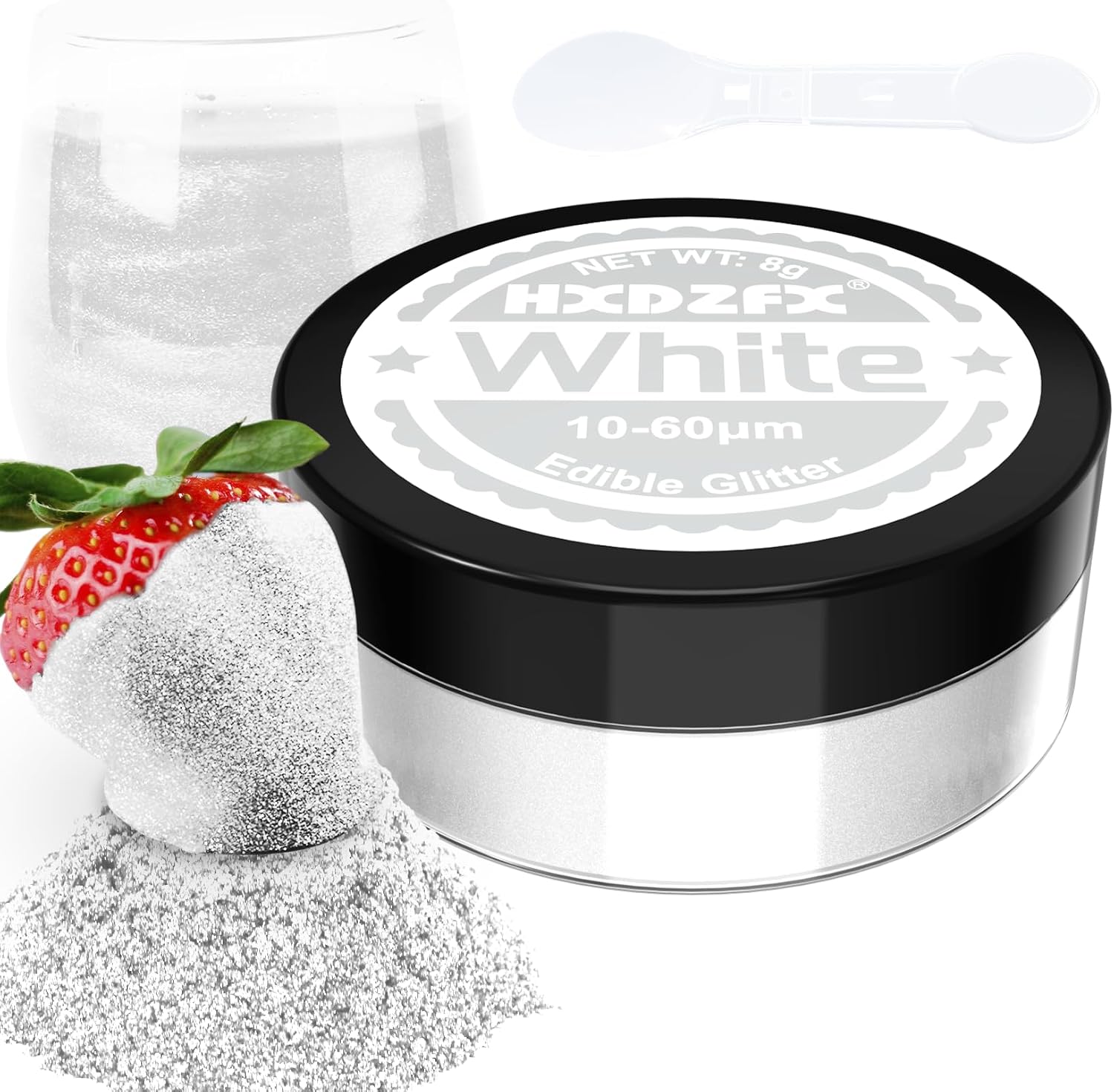 White Edible Glitter - 100% Edible Glitter for Drinks, Cake Decorations ...