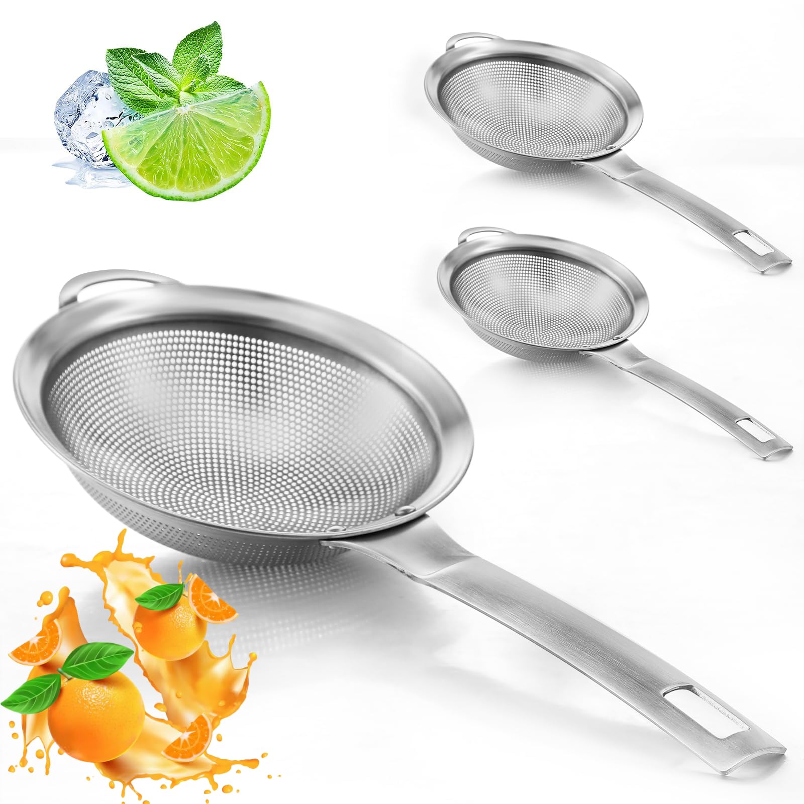 Amazon.com: 2 Pcs Fine Mesh Strainers Set, Fine Mesh Tea Strainer ...
