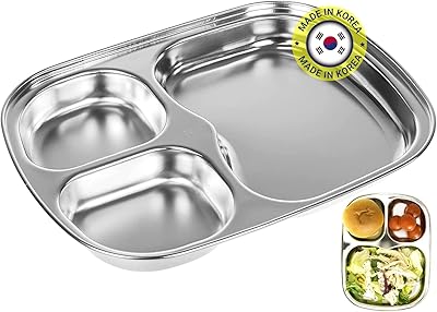 Amazon.com | Wensdr Set of 4 Stainless Steel Kids Plates, Portion ...
