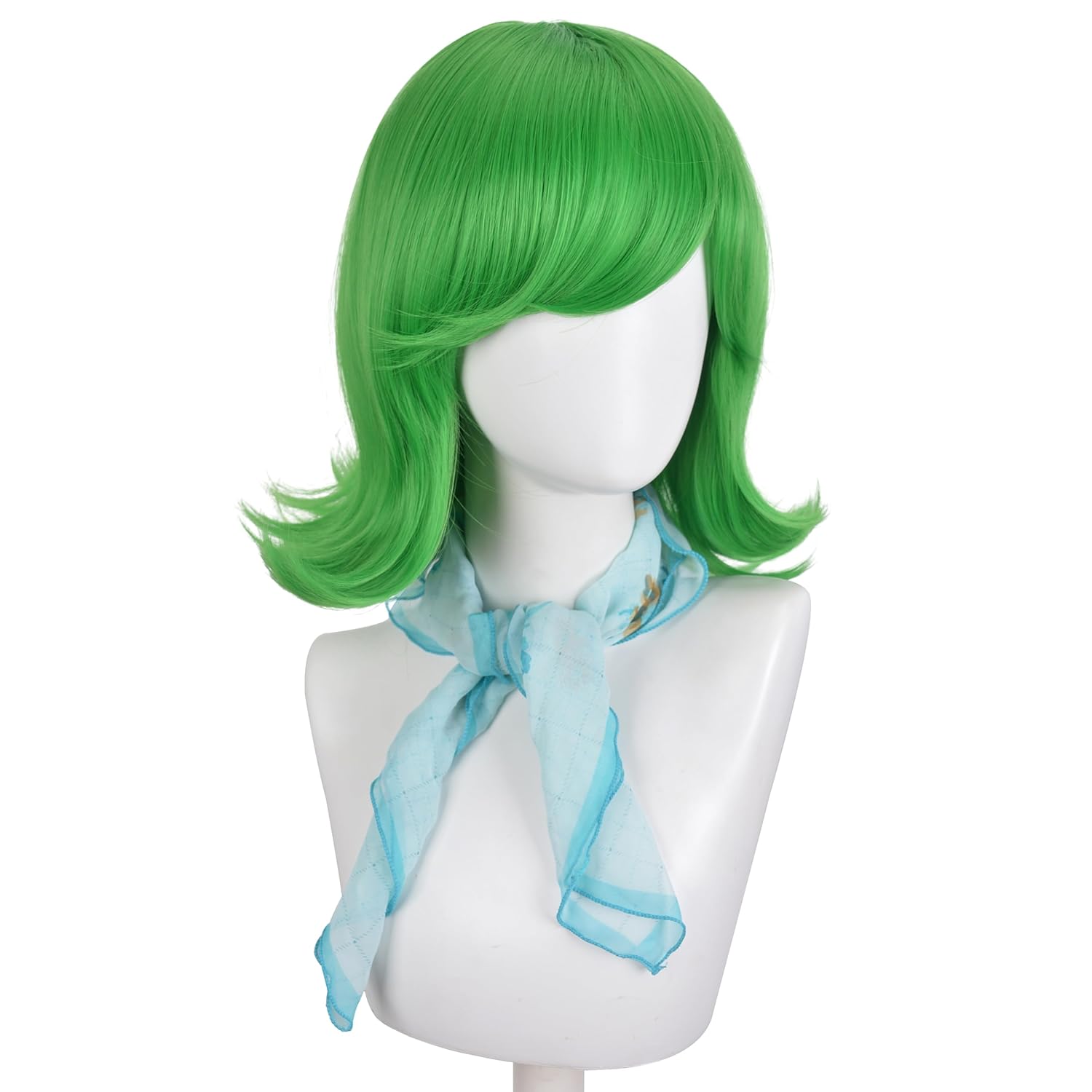 Amazon.com: LALASAM Green Disgust Cosplay Wig Shoulder Wavy Bob Wig ...