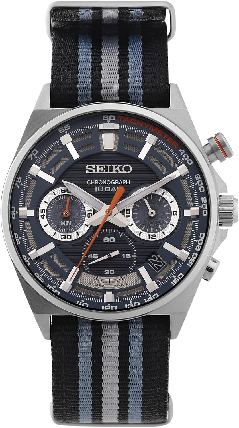 Seiko SSB409P1 Men's Chronograph Watch with Blue Dial Silver Strap ...