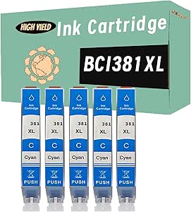 BCI380XL BCI381XL Ink Cartridges Replacement for Canon BCI-380PGBK 381 380 Ink,Work for Canon ...