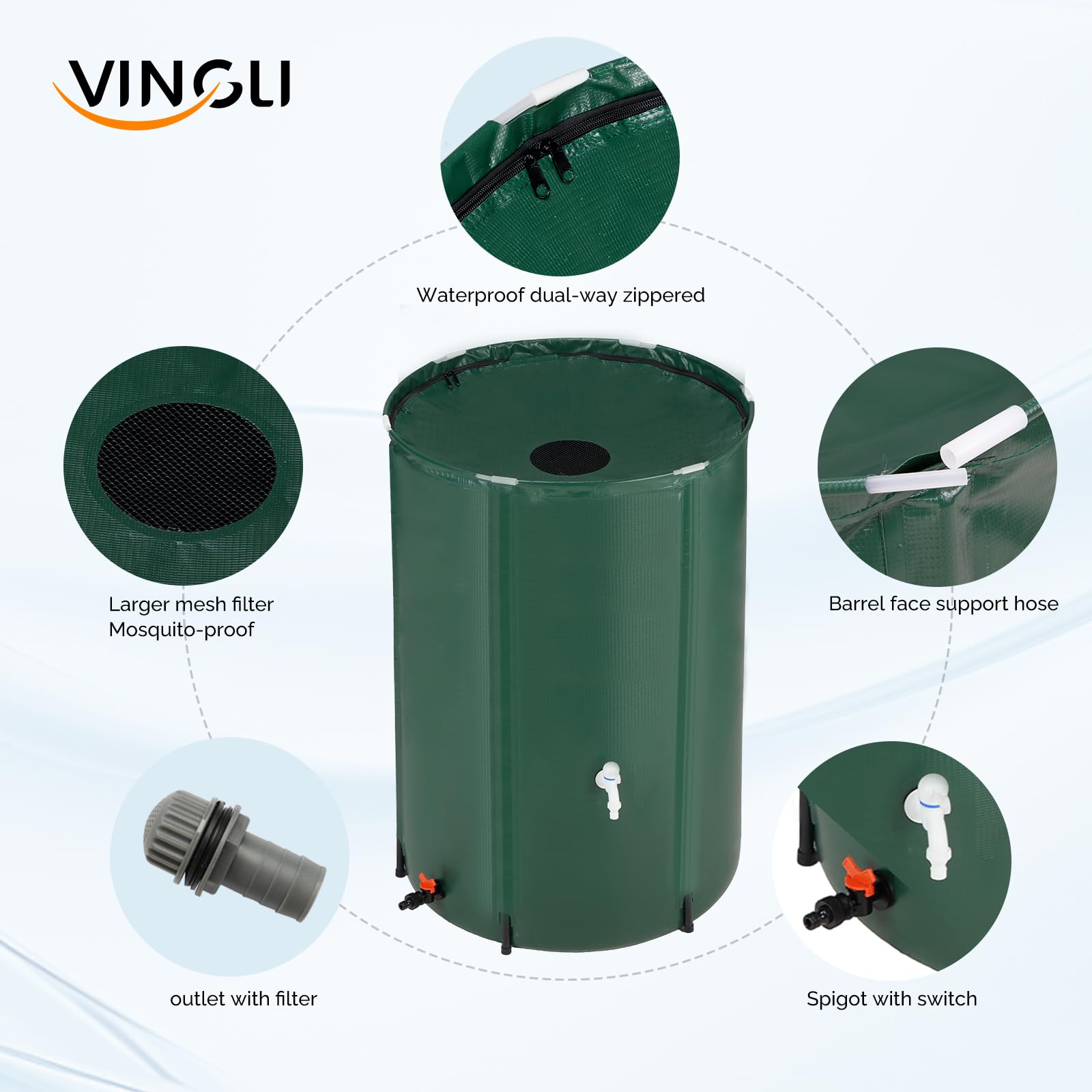 Snapklik.com : VINGLI 100 Gallon Collapsible Rain Barrel, Portable ...