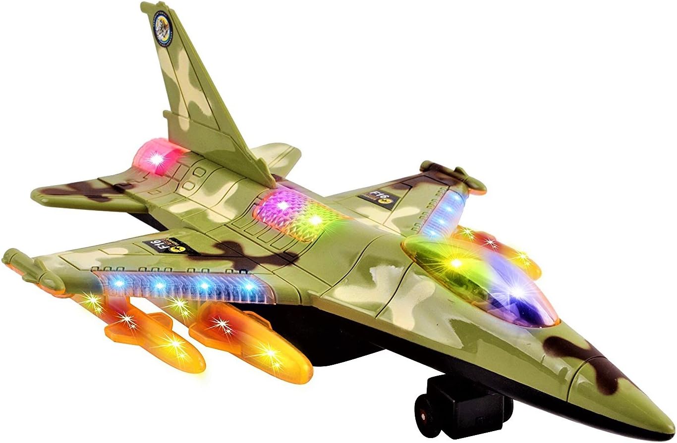 Amazon.com: Voko USA Toy Army Air Fighter F16 Jet Battery Operated Kid ...