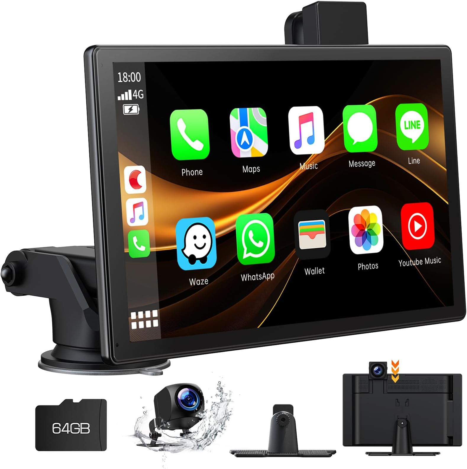 Amazon.com: Volam 9'' Wireless Carplay Screen for Car with 2.5K Dash ...