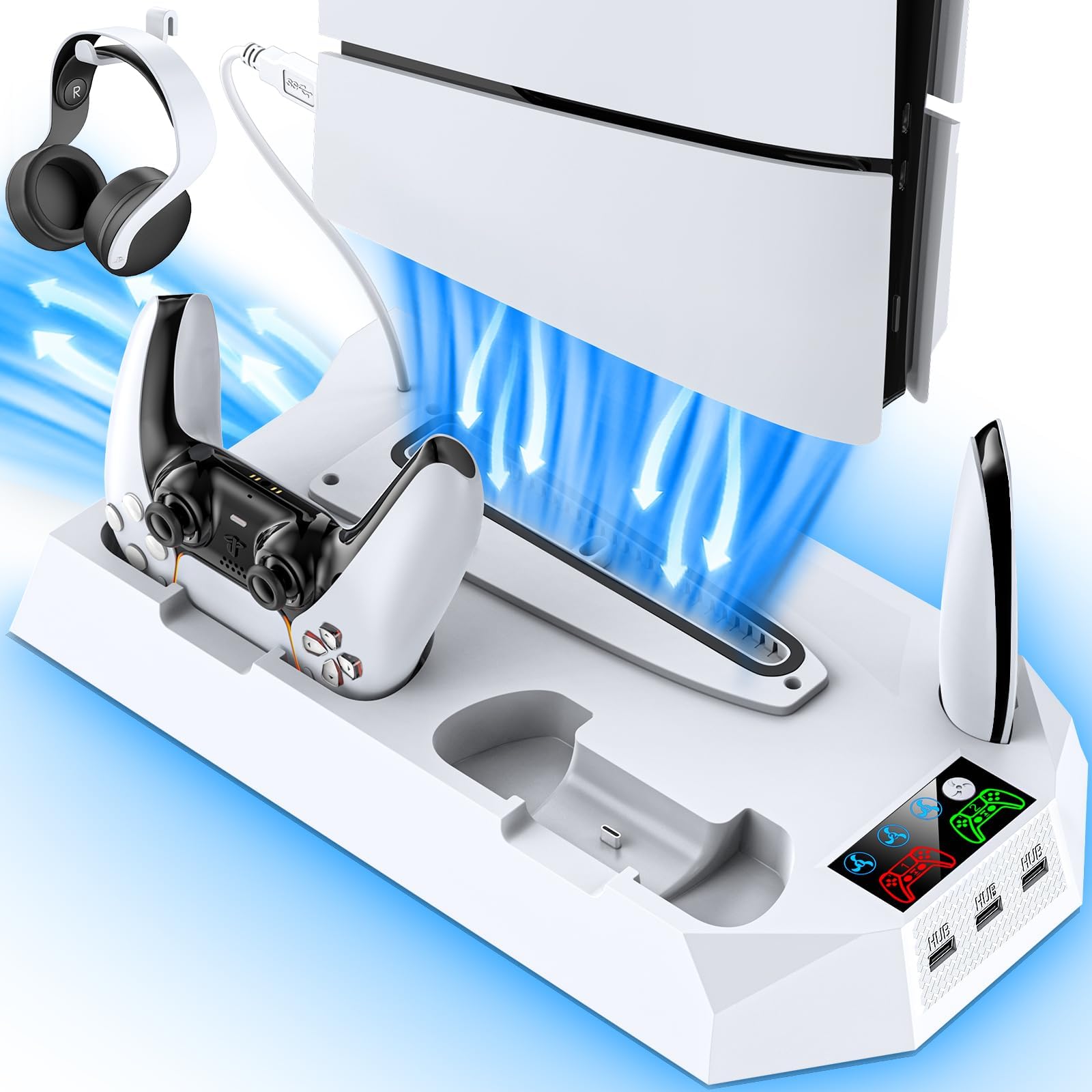 Amazon.co.jp: 【PS5 Pro/PS5 Slim/PS5対応】PS5 縦置き 冷却 充電スタンド 3段階風速調整 OIVO 新型 ...