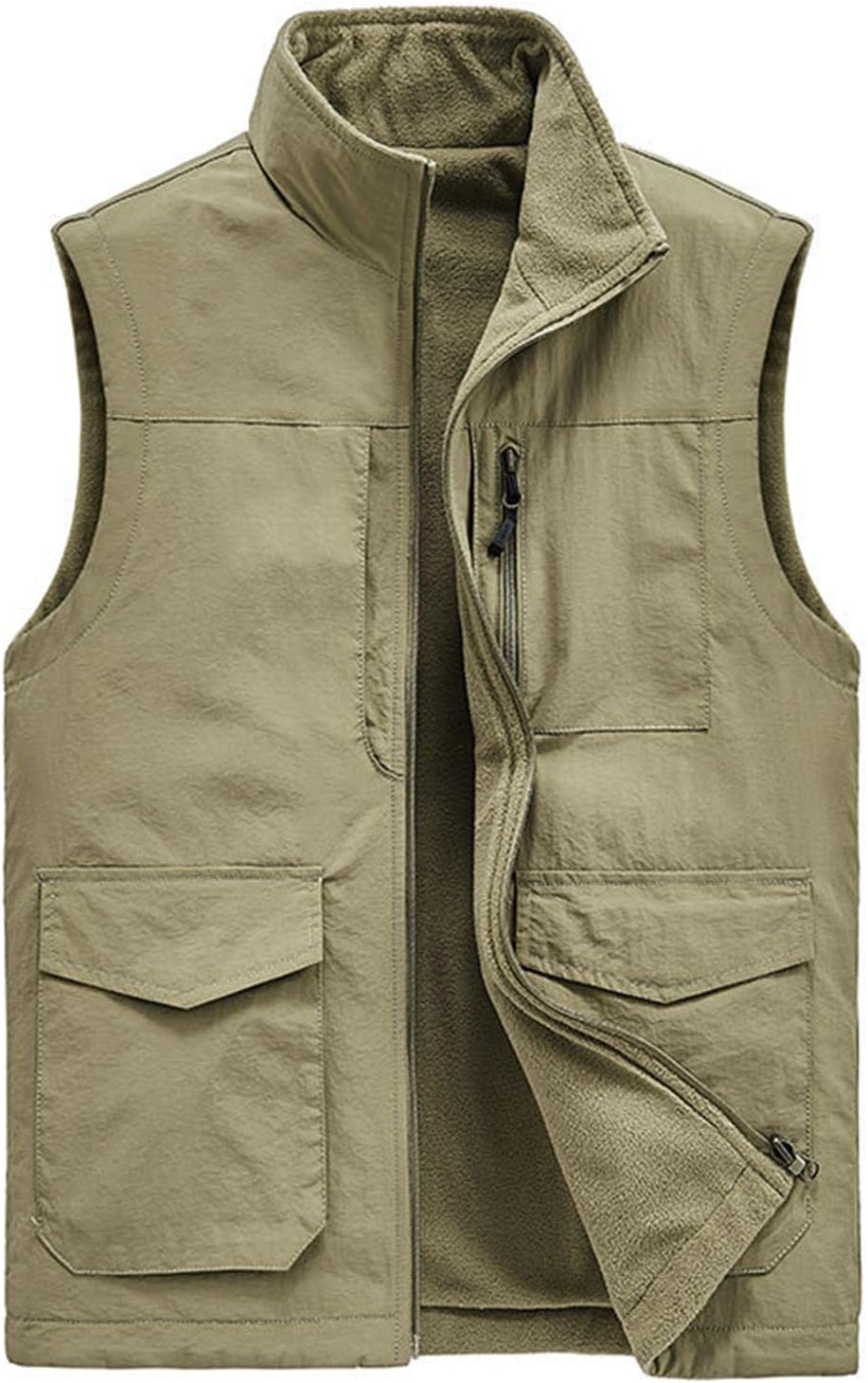 Men's Multi Pocket Outerwear Gilets Outdoor Casual Warm Vest Jacket ...