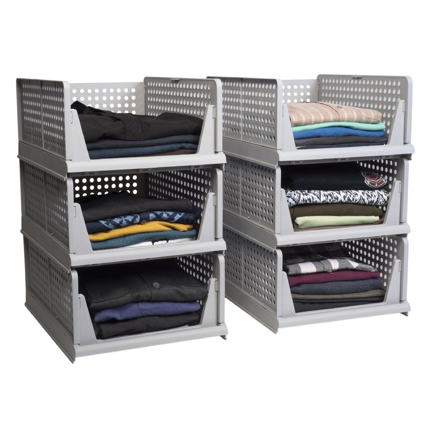 HomeStrap Set of 6, Stack it Up | Large Cloth Stacker | Foldable Shirt ...