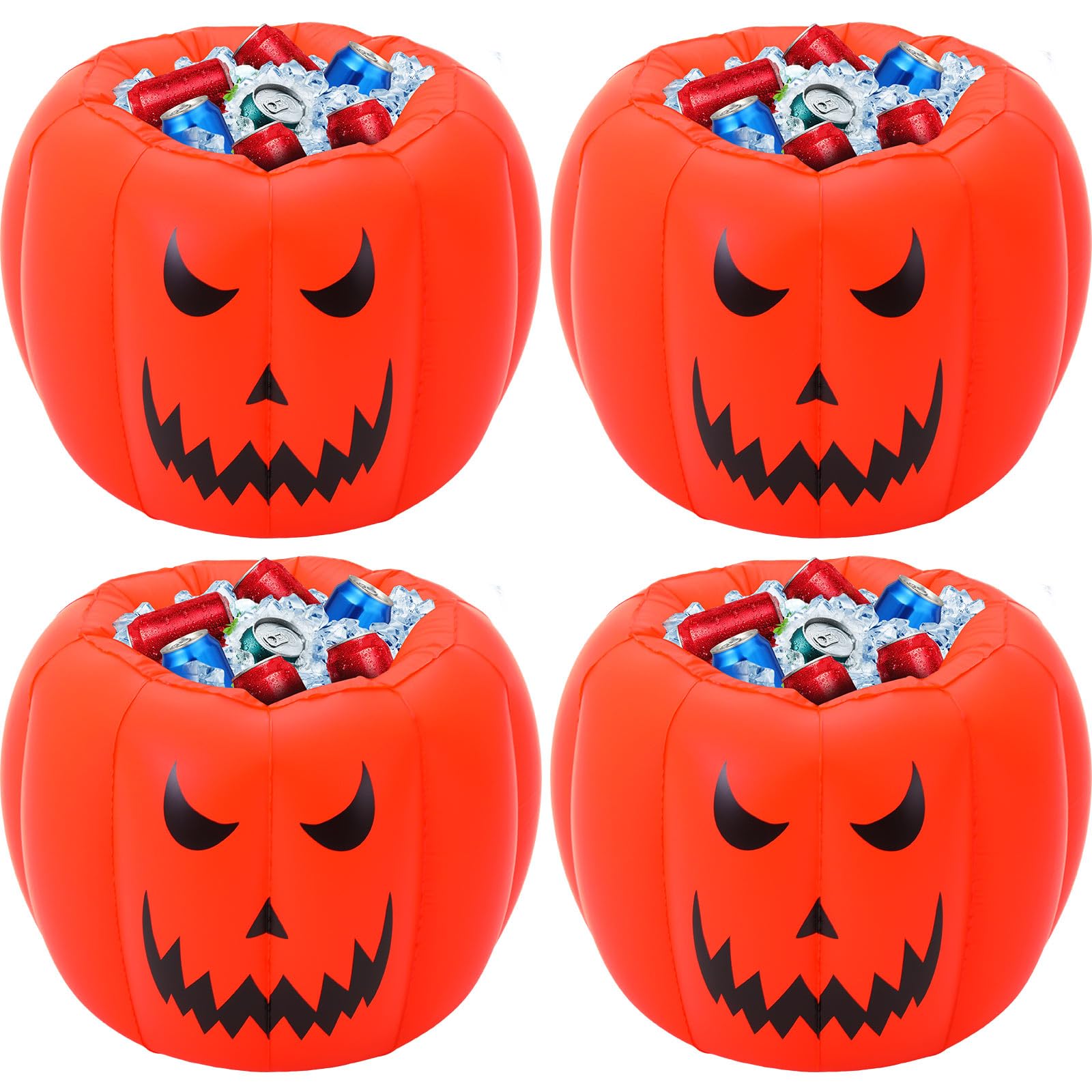 Liliful 4 Pack Halloween Inflatable Cooler Jack O Lantern Cooler Drink ...