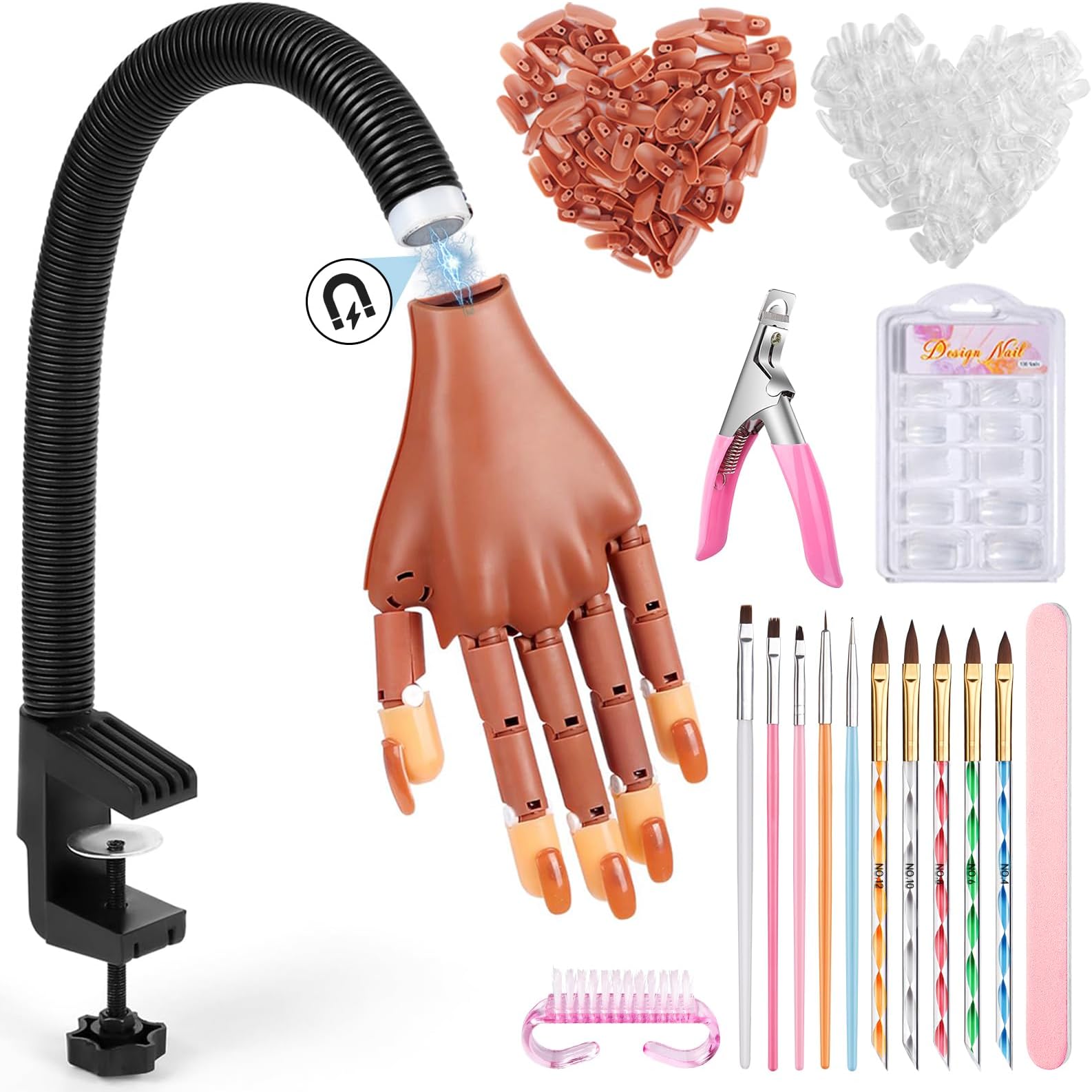 Amazon.com: Adonafy Practice Hand for Acrylic Nails: Flexible Fake Hand ...