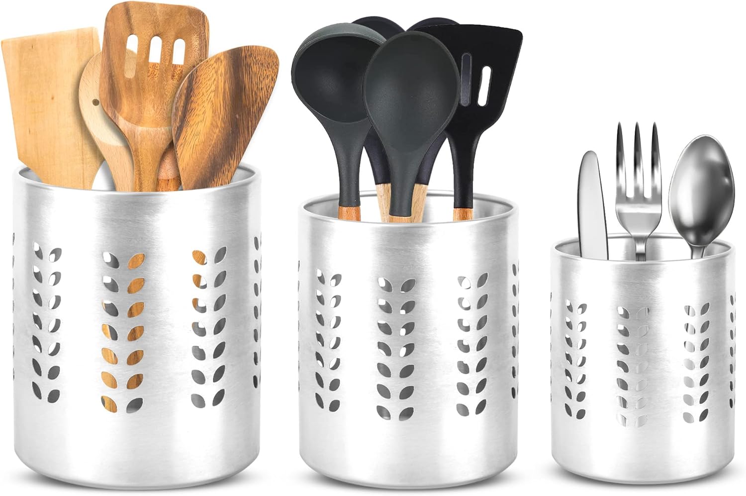 Amazon.com - KSJONE 3 Pcs Stainless Steel Kitchen Cutlery Holder ...