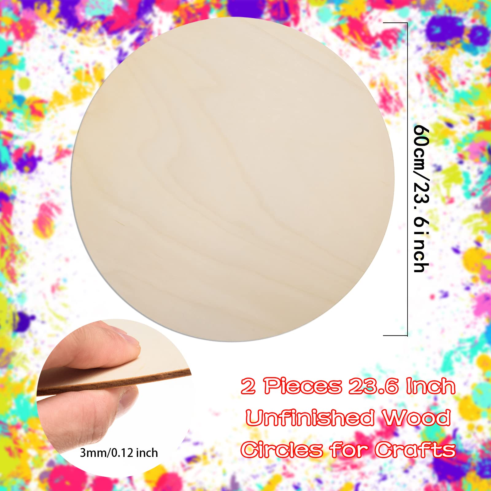 Snapklik.com : 2 Pieces 24 Inch Round Wood Circles For Crafts Blank ...