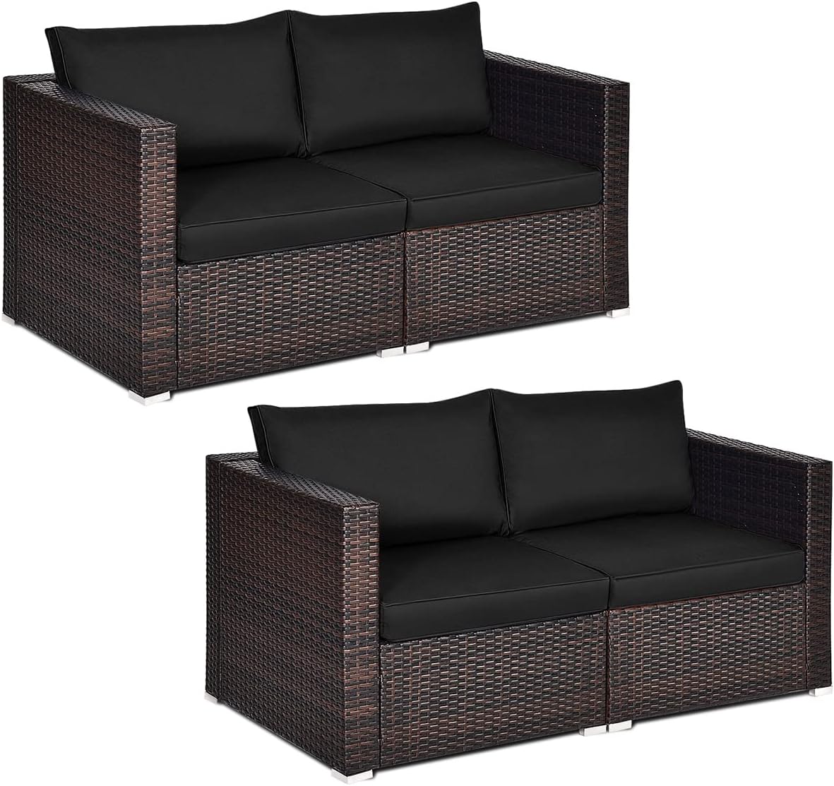 Amazon.com: Tangkula 4 PCS Outdoor Wicker Corner Sofa Set, Patio Rattan ...