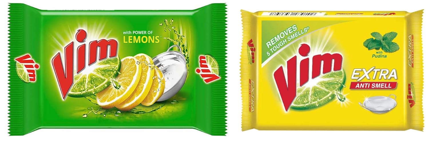 Vim Dishwash Bar Lemon, Removes Stain And Grease With Power Of Lemon, 300 g & Vim Dishwash Anti ...