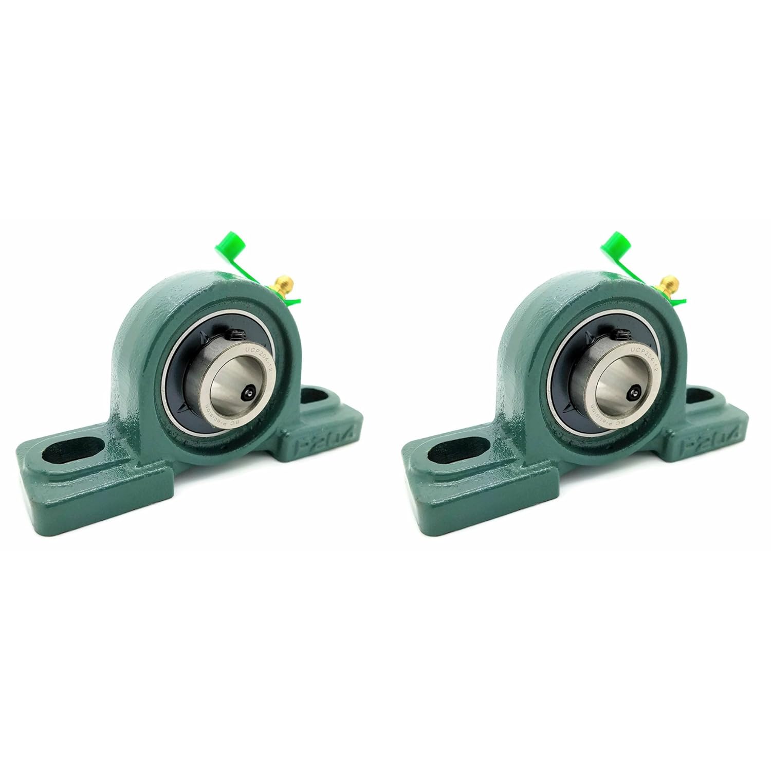 Two (2) UCP204-12 Cast Iron Pillow Block Mounted Bearings - 3/4" Inch Inside Diameter w/Set ...