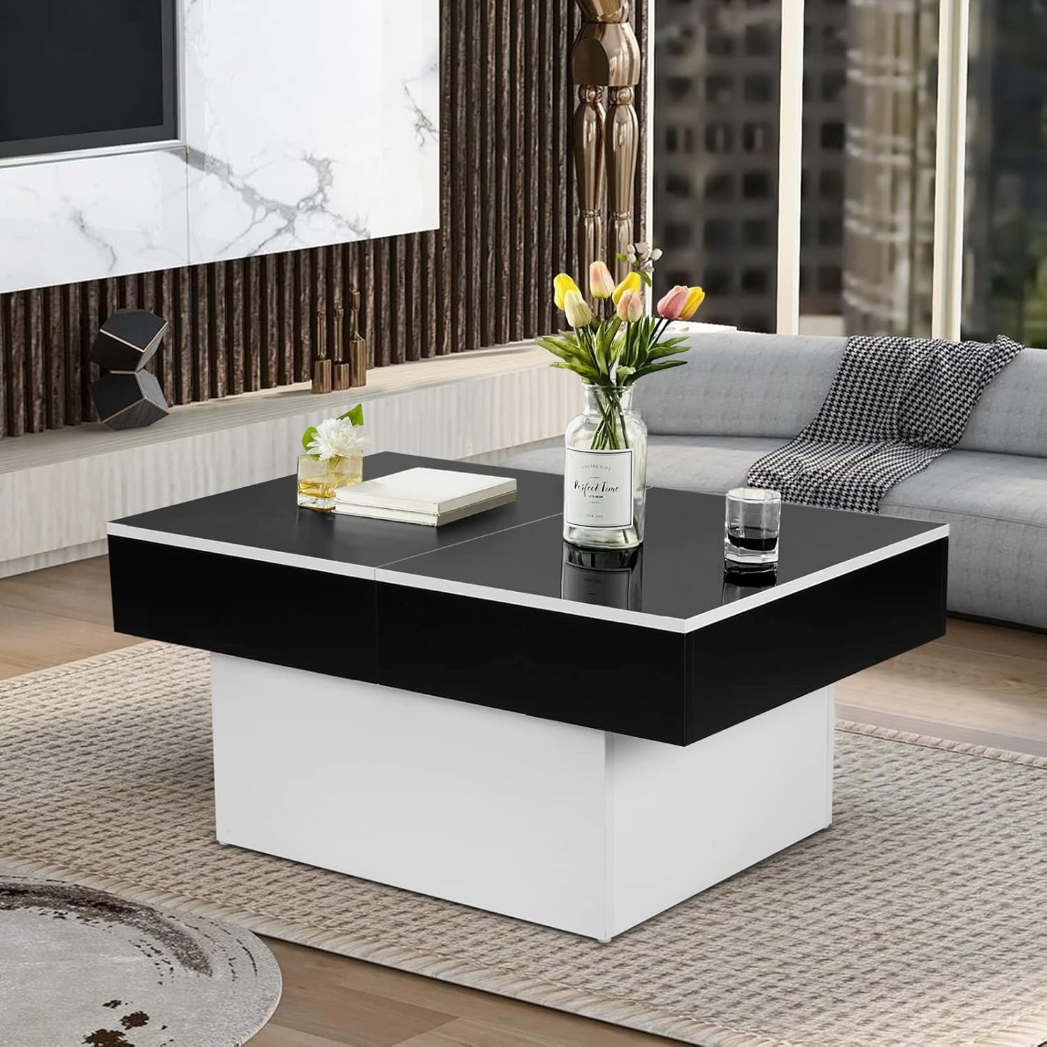 Amazon.com: VOWNER Modern Coffee Table, Extendable Center Table, Living ...