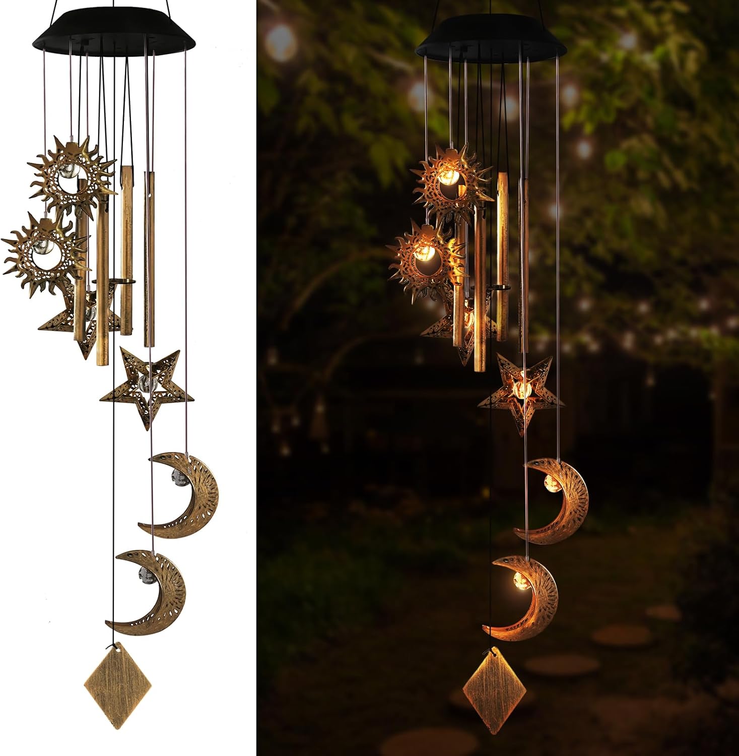 Amazon.com : Solar Wind Chimes for Outside,Sun and Moon Wind Chime for ...