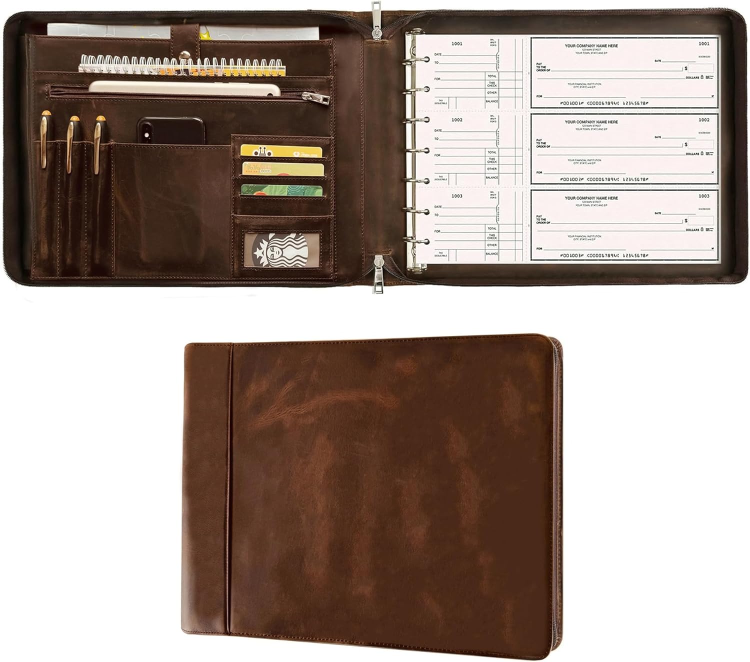 Amazon.com : 7 Ring Check Binder for Business Checks, Checkbook Binder ...