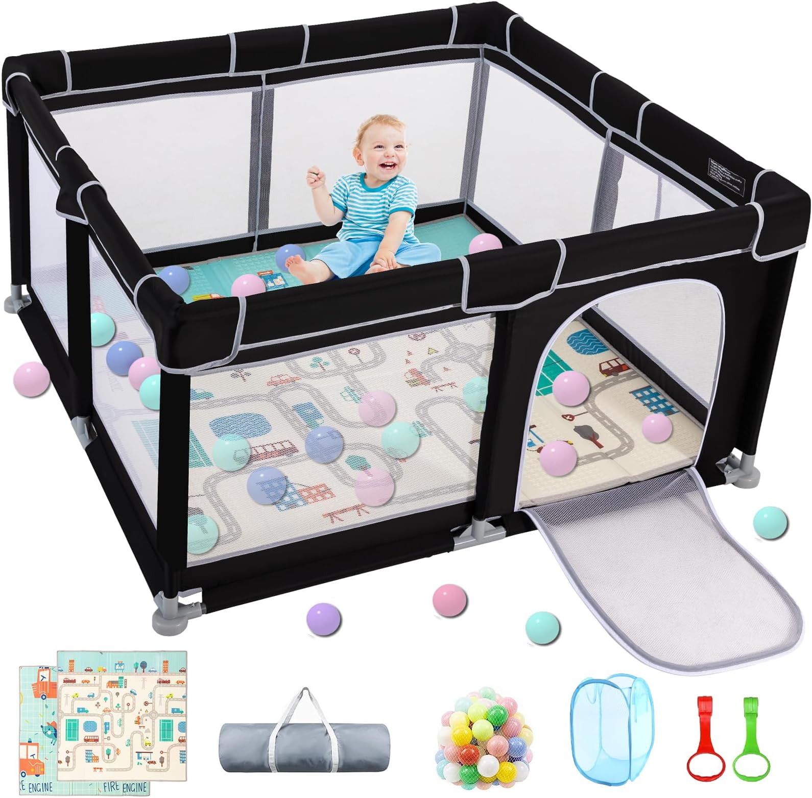 Amazon.com : Baby Playpen with Mat, 50”×50” Playpen, Durable and Secure ...