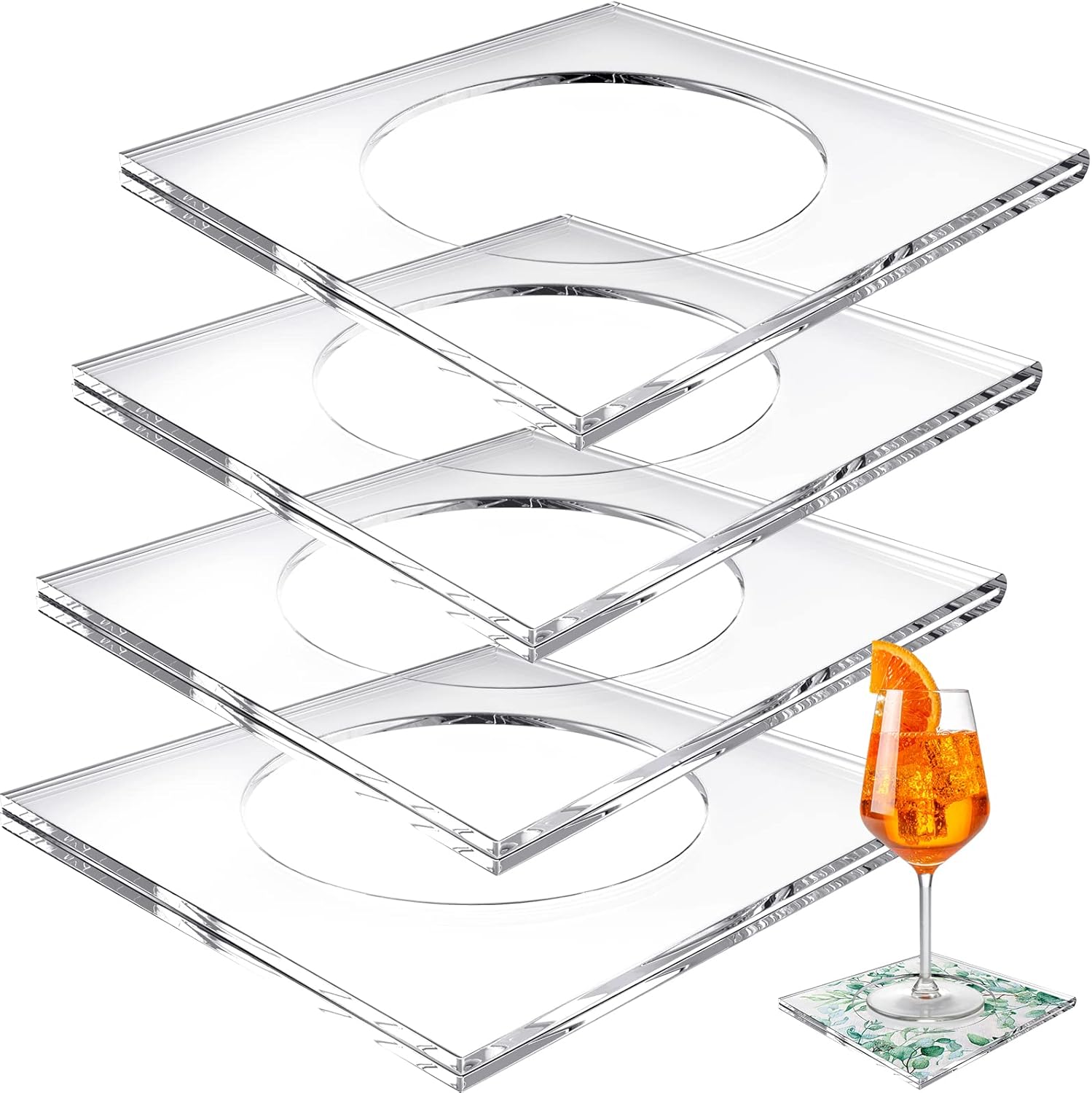 Amazon.com: Weecent 4 Pack Acrylic Coasters DIY Cocktail Napkin Holder ...