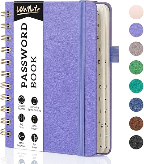 Amazon.com : WEMATE Password Book with Alphabetical Tabs, Spiral ...