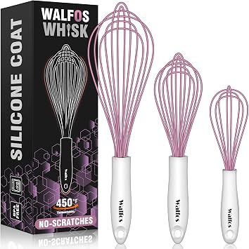 Amazon.com: Walfos Whisk, Silicone Whisks for Cooking & Baking Non ...