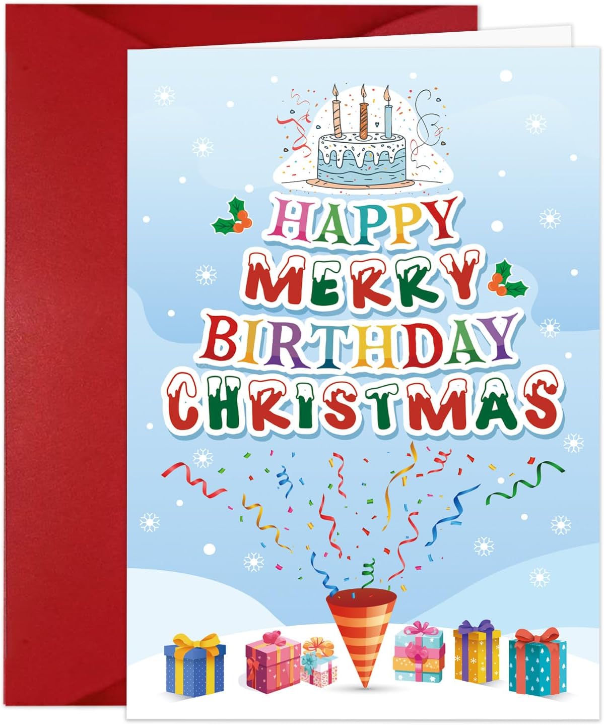 Amazon.com : HEYINSHEN Merry Christmas Card Happy Merry Birthday ...