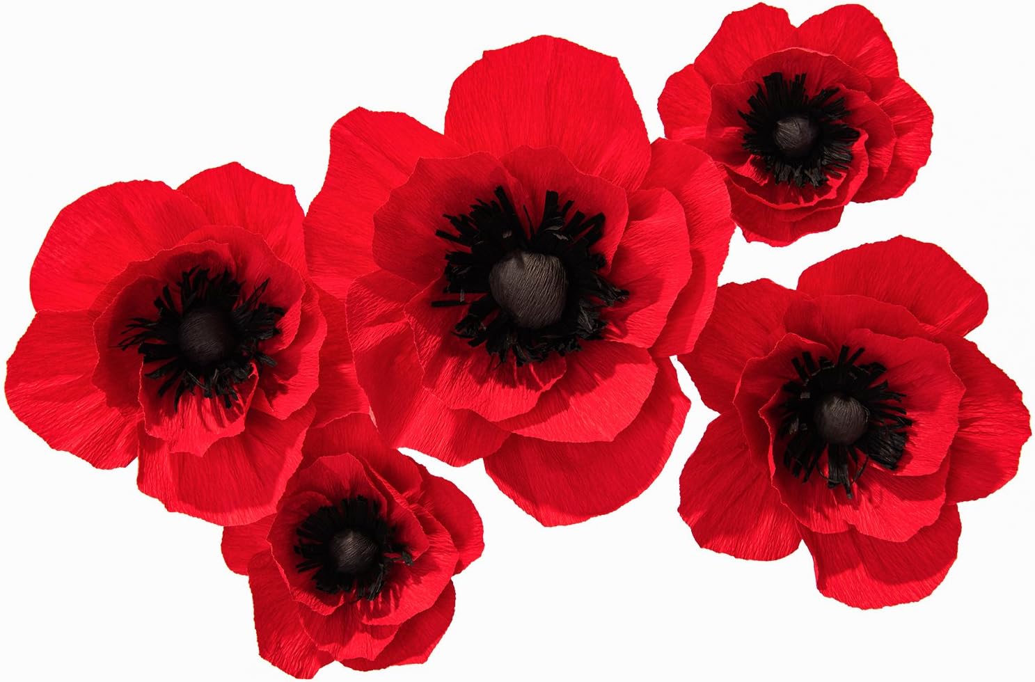Amazon.com: FIONUPI Set of 150 Red Poppy Artificial Flowers Fake ...