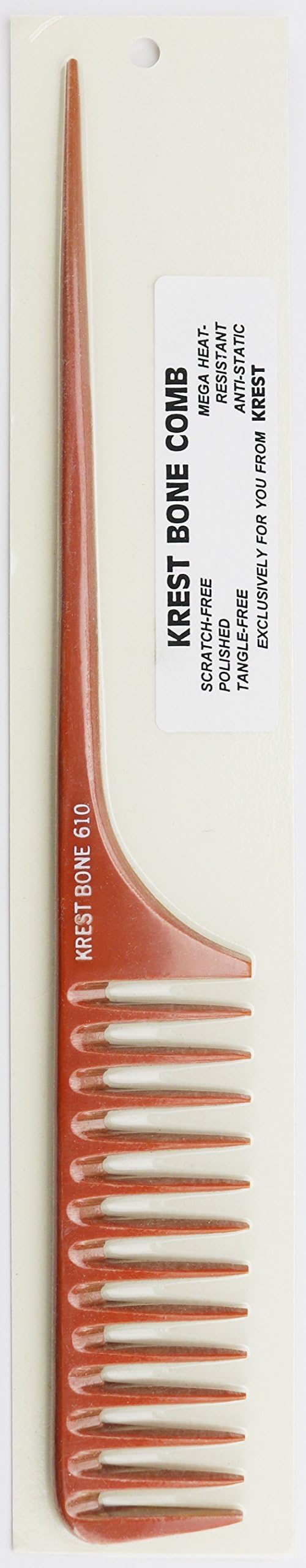 Amazon.com : Krest Bone 9 Inch Rattail Comb - Professional Heat ...