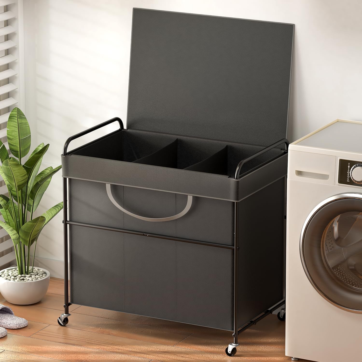 Amazon.com: YKDIRECT 180L Large Laundry Hamper, 3 Compartment Laundry ...