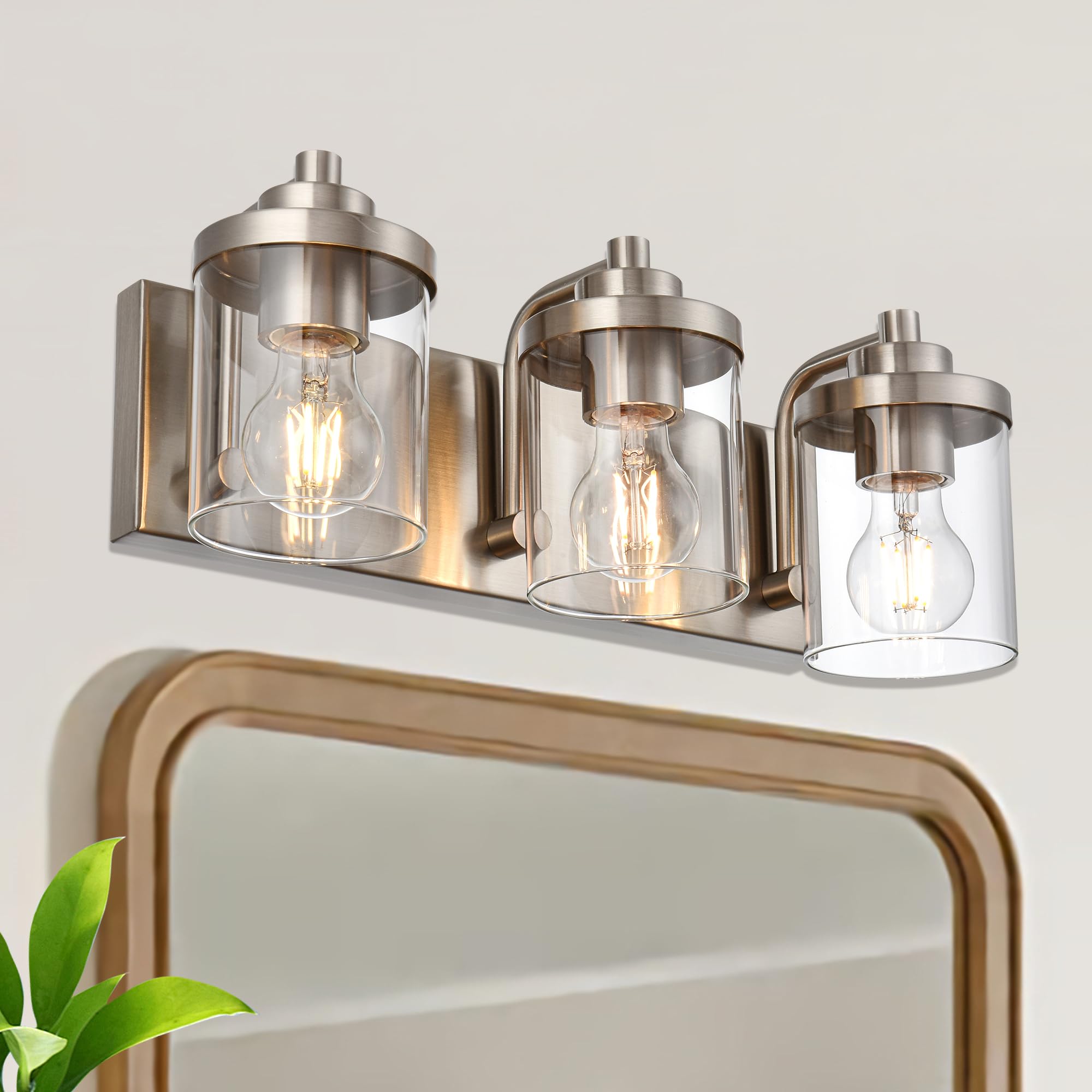 TODOLUZ Bathroom Light Fixtures in Brushed Nickel, 3-Light Modern ...