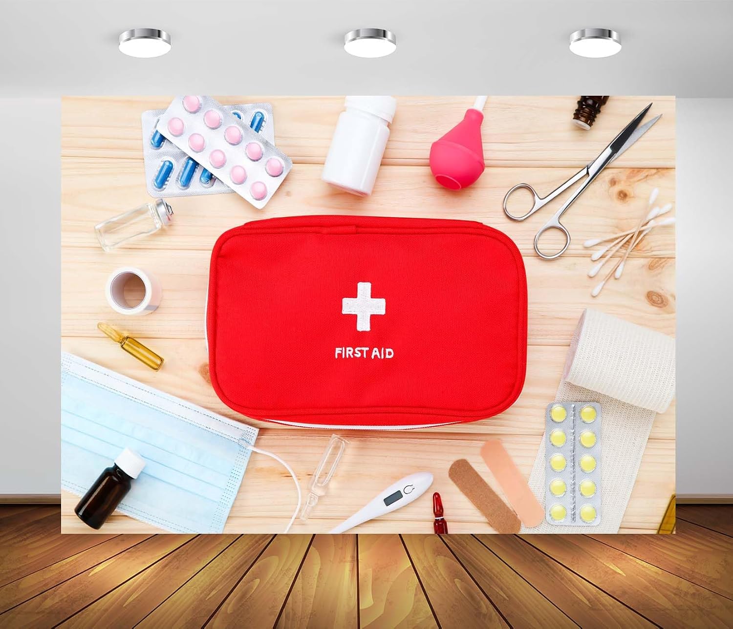 Amazon.com : BELECO 5x3ft Fabric Doctor Nurse Theme Backdrop First Aid ...