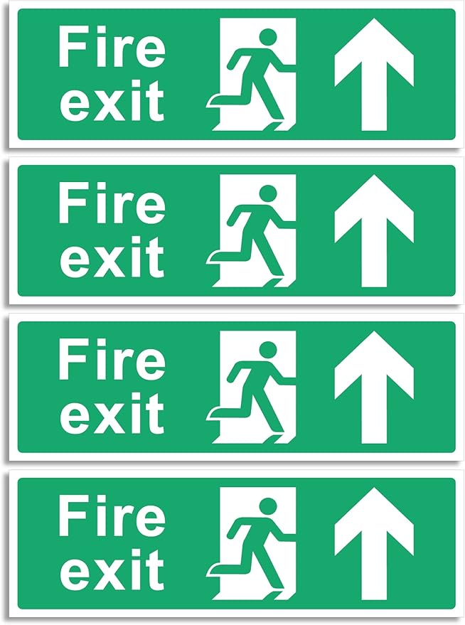 Rubigo – 1/2/4/6 Pack Fire Exit Signs – Up Arrow – Safety Signs ...