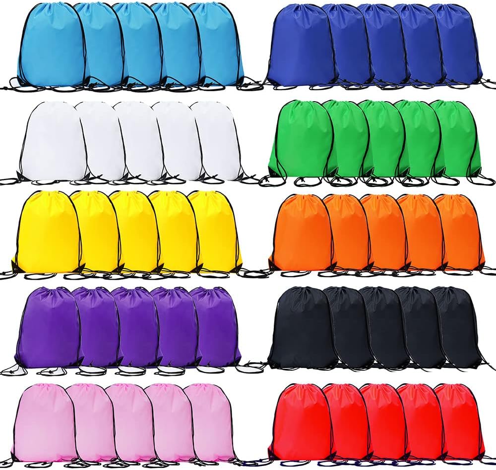Amazon.com | 50 Pcs Drawstring Bags, Bulk Draw String Backpack, Cinch ...