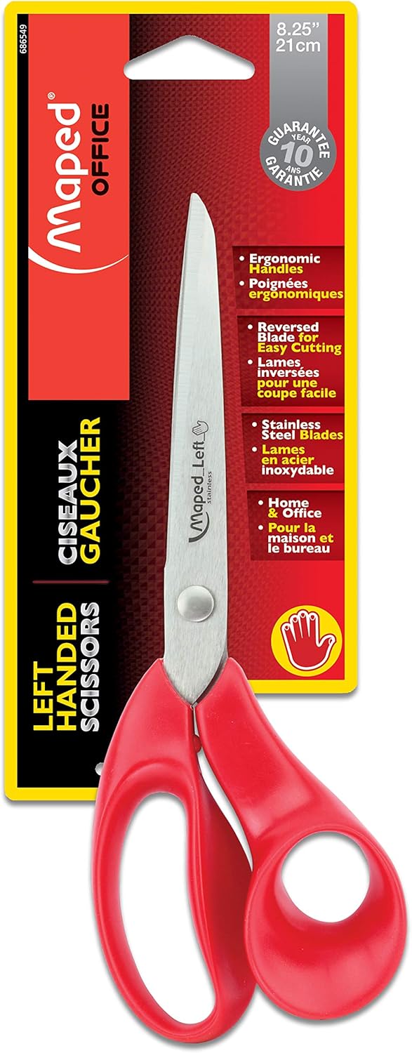 Maped Expert Left Handed Scissors, Stainless Steel Blades, 21cm/8.25 ...