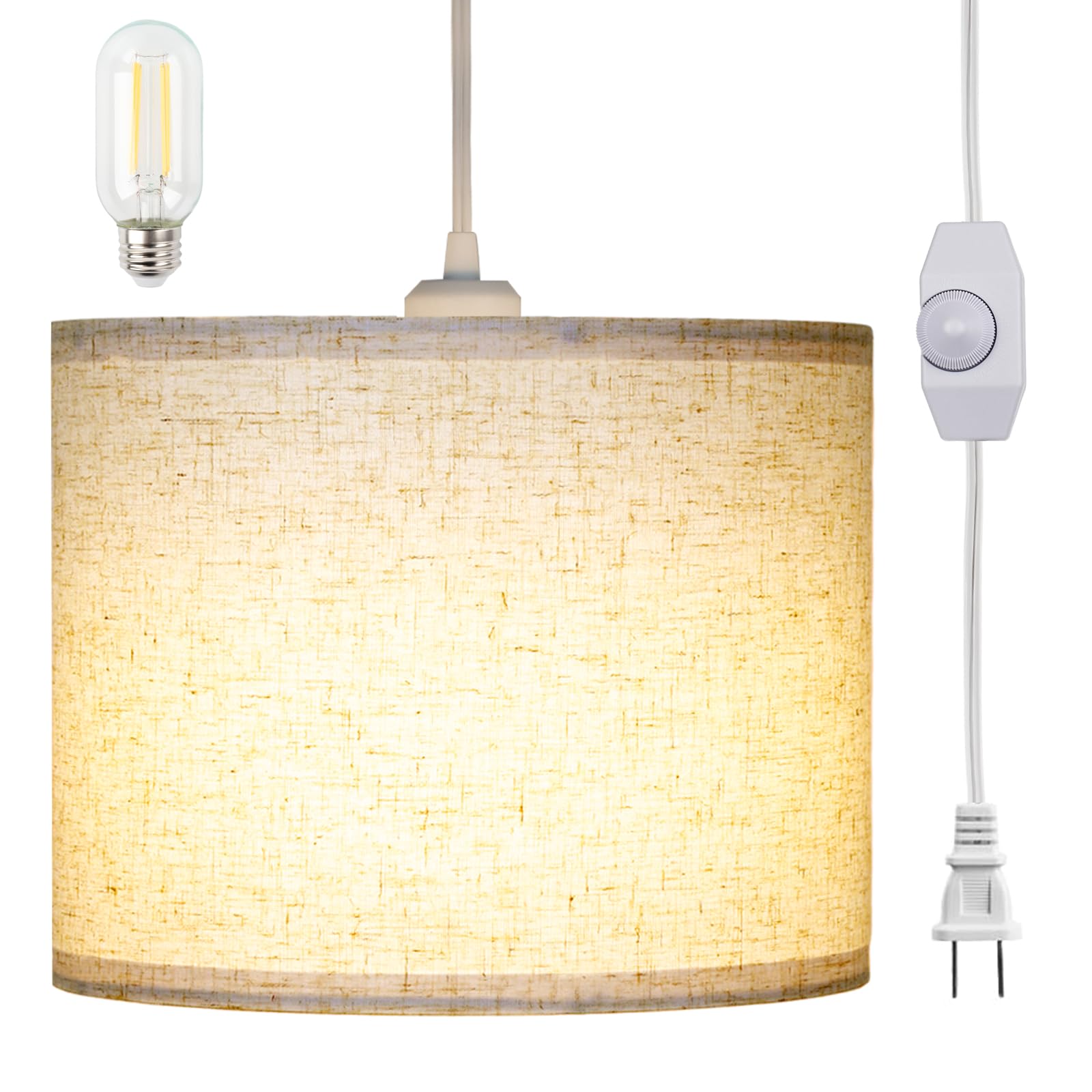 LALISU Plug in Pendant Light, Hanging Light with Plug in Cord 15Ft, On ...