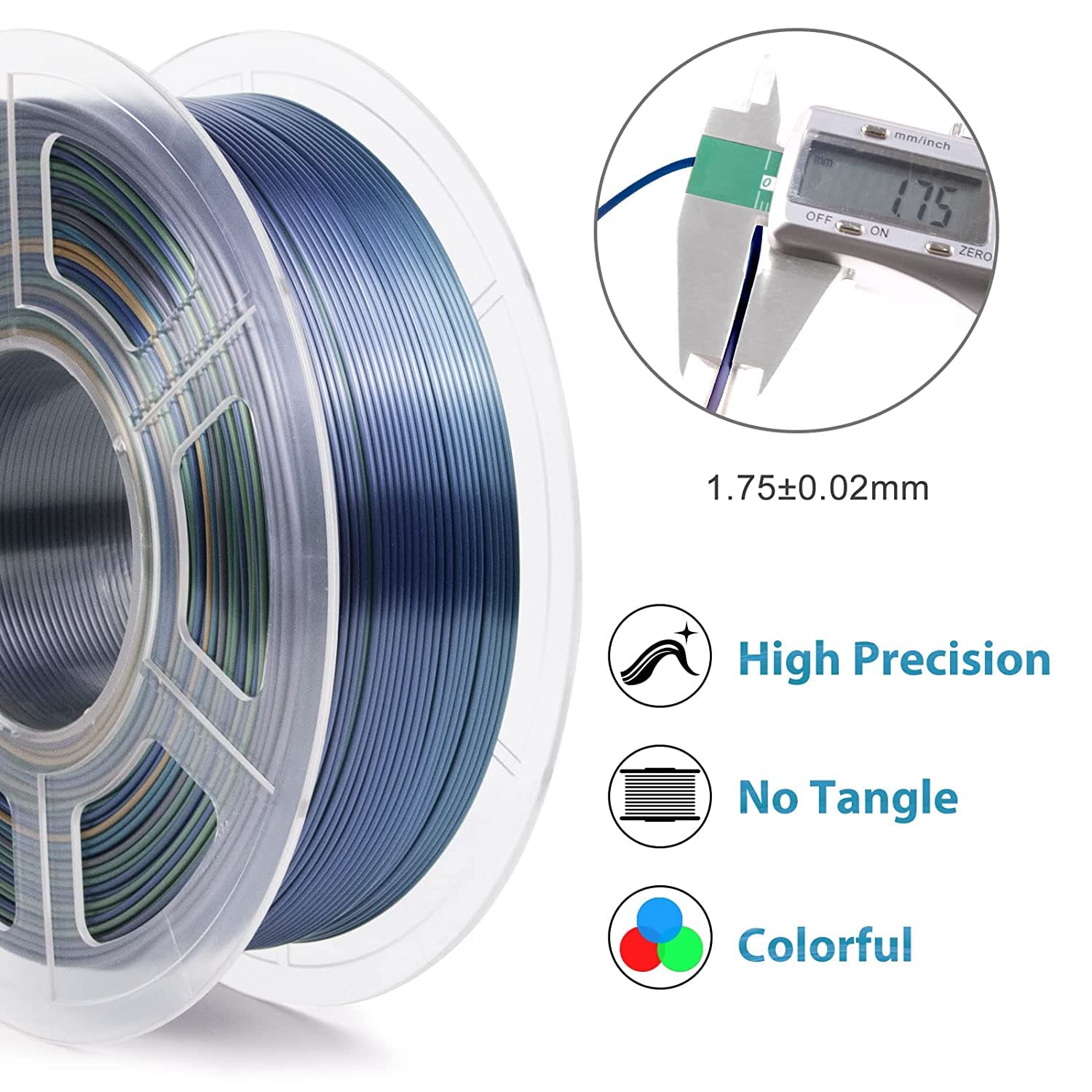 Snapklik.com : IEMAI Silk Rainbow PLA Filament 1.75mm, Multicolor Fast ...