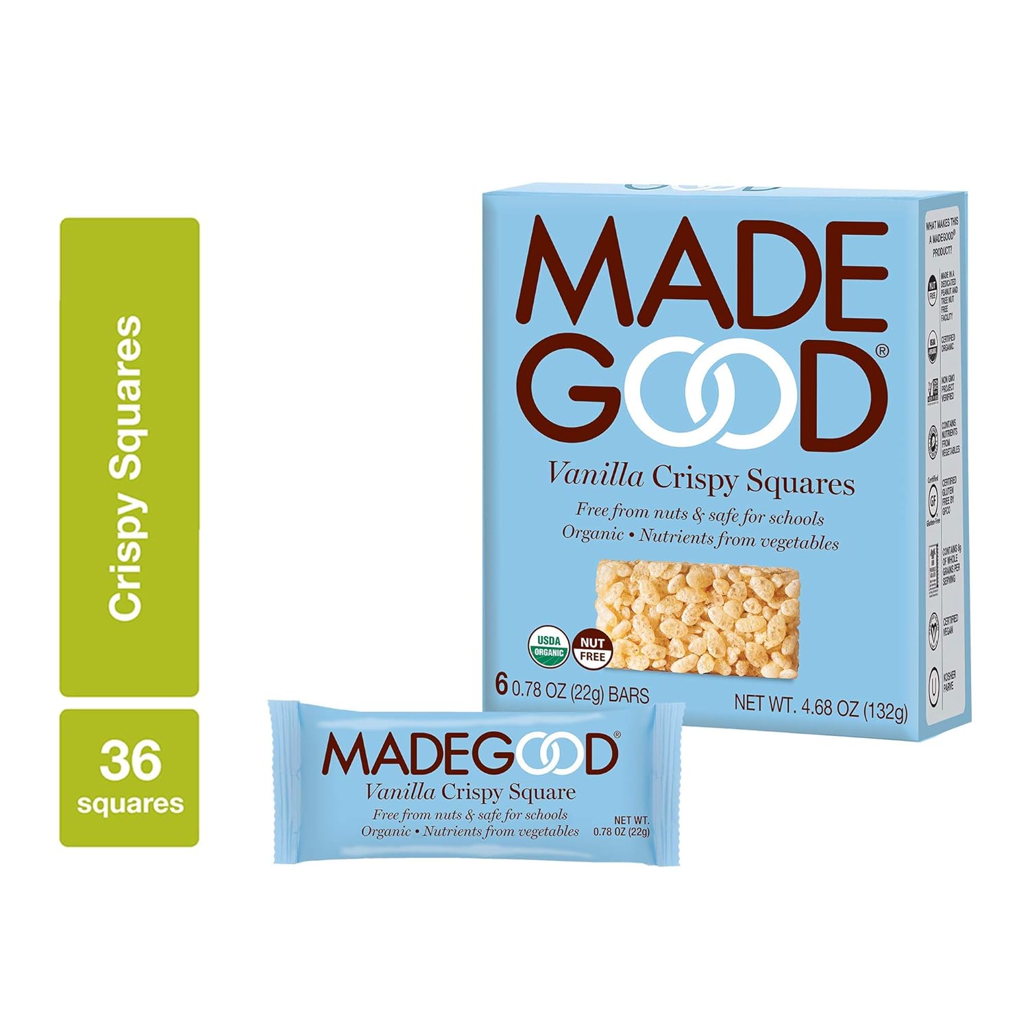 Amazon.com : Made Good Vanilla Crispy Squares, 6 Pack (36 count ...