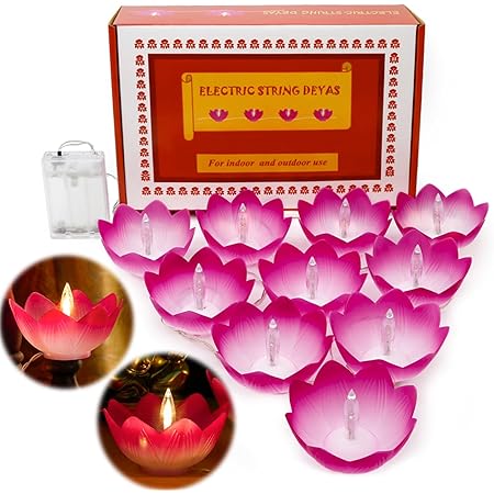 Amazon.com: Diwali Gifts Electronic LED Diyas - Lotus Shaped Diya ...