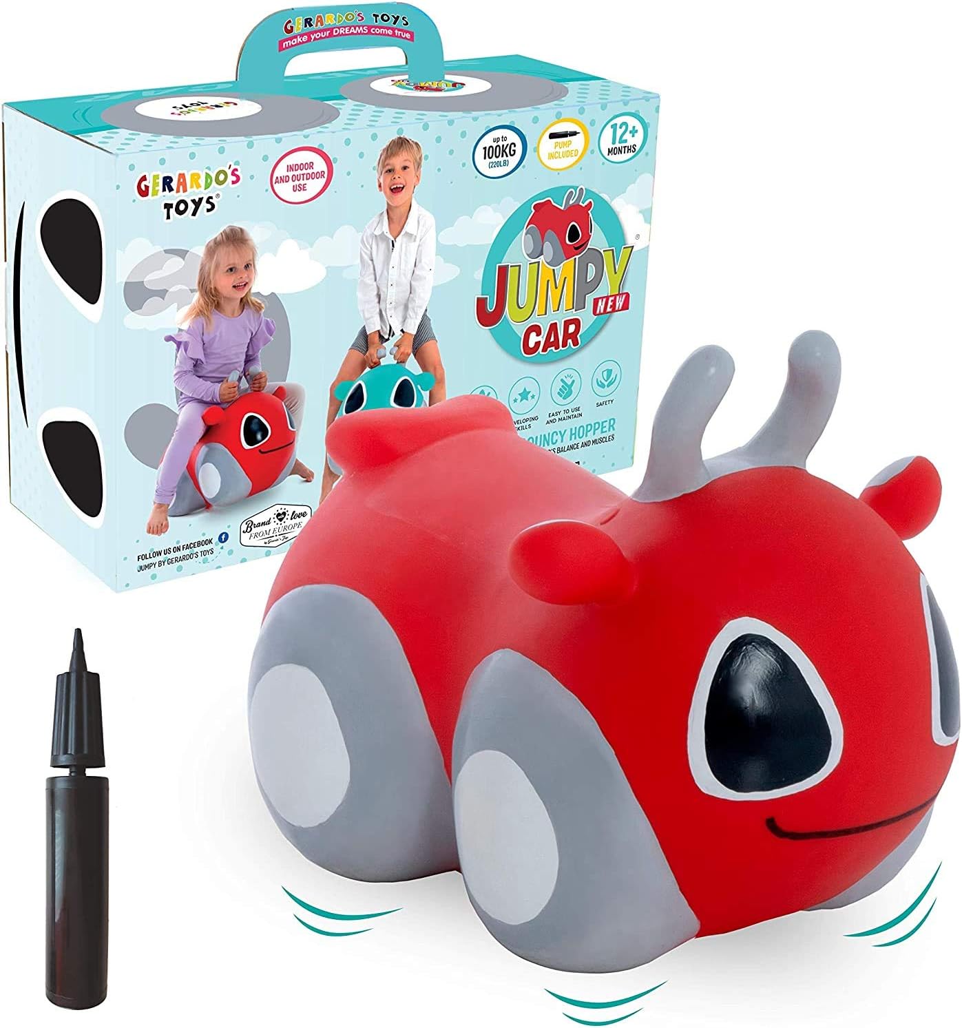 GERARDO'S Toys Jumpy Car Red Space Hopper for Toddlers and Kids ...