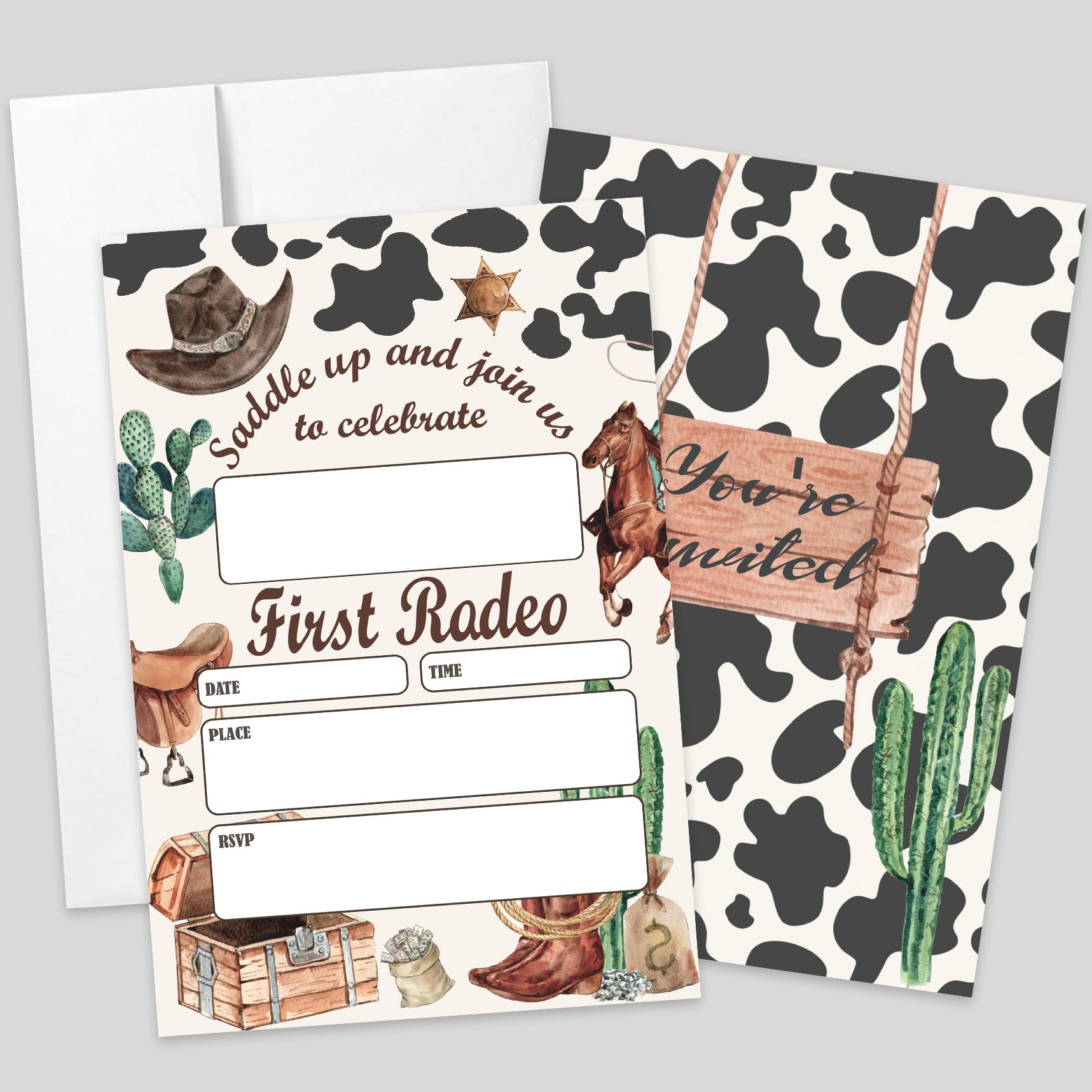 Amazon.com : AEHIE 20 Sets First Rodeo Birthday Party Invitations With ...