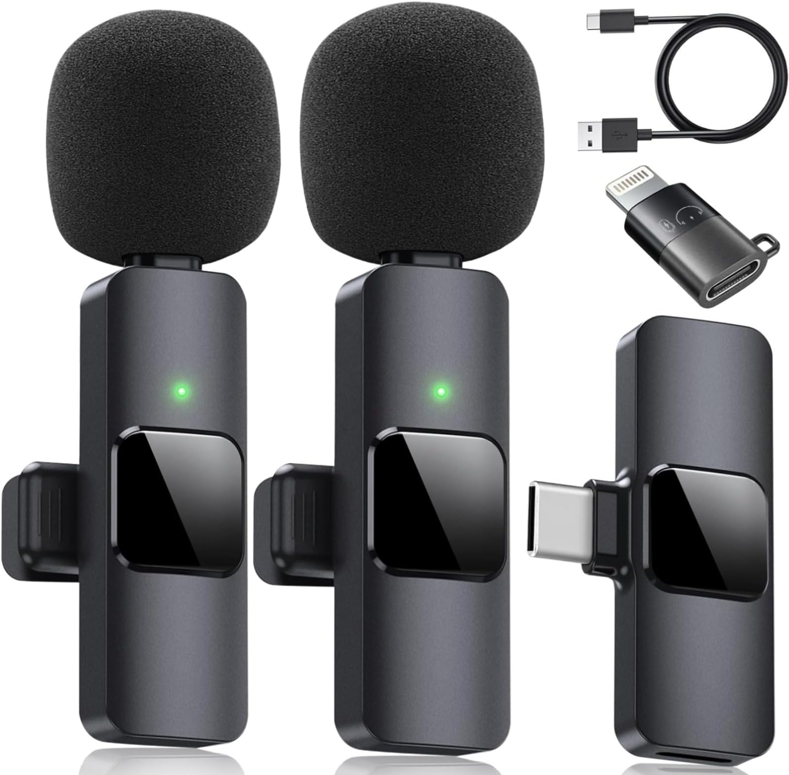 Amazon.com: JOUNIVO 2 Pack Wireless Lavalier Microphone for iPhone ...